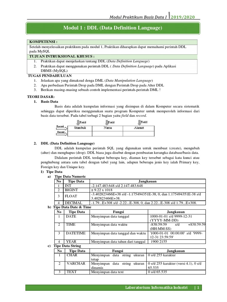 Modul Basis Data 1 | PDF