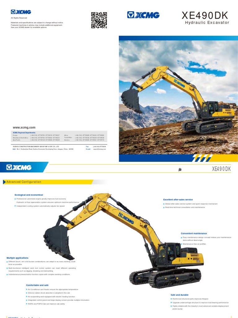 XE490DK Hydraulic Excavator Overview | PDF | Engines | Pump