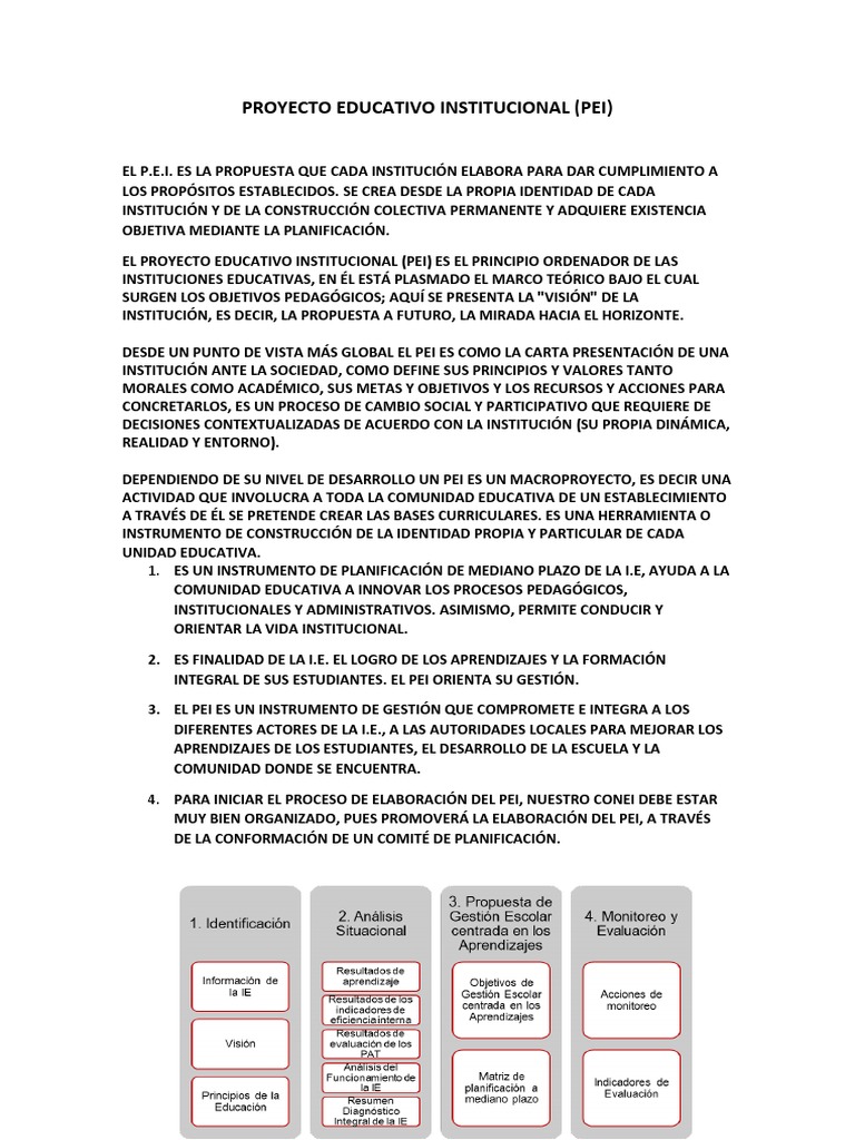Proyecto Educativo Institucional | PDF