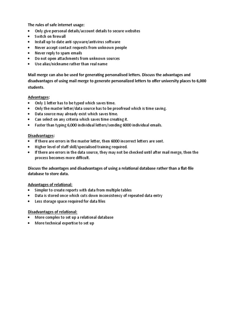 ICT Practical Notes | PDF | Computer Data Storage | Databases ICT Practical Notes | PDF | Computer Data Storage | Databases