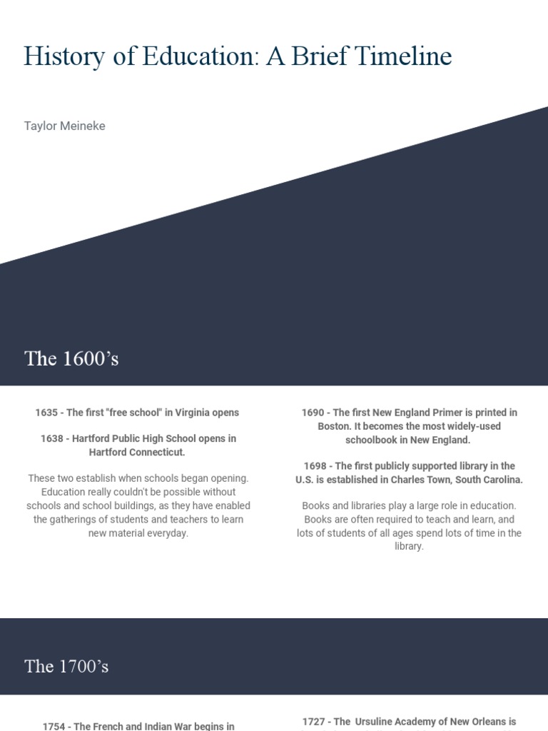 Timeline of Education History | PDF | The United States