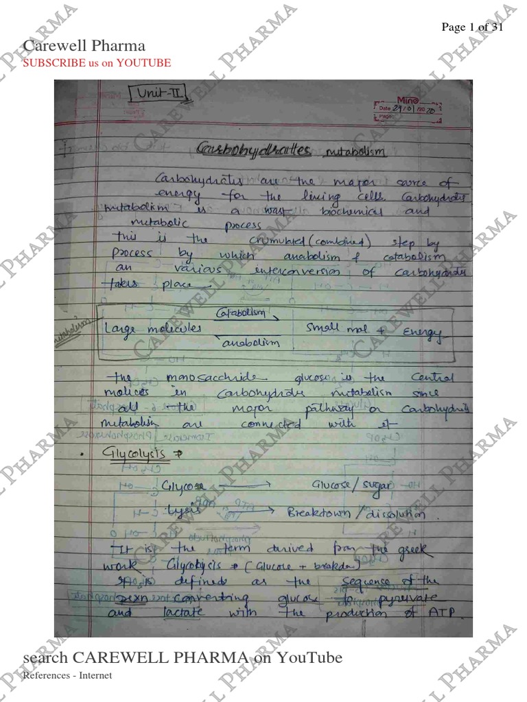 Handwritten Biochem U-2 NOTES | PDF | Chemical Compounds | Molecular ...