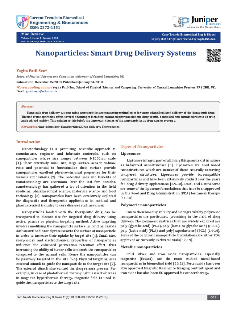 Nanoparticles: Smart Drug Delivery Systems: Mini Review | PDF ...