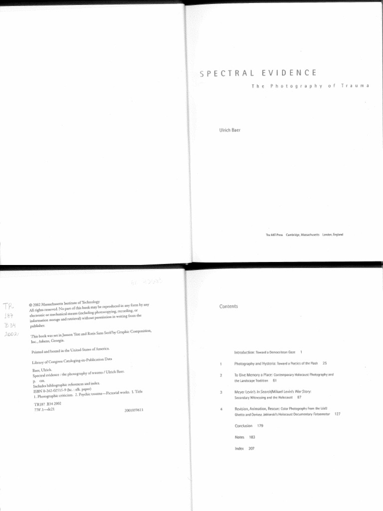 Spectral Evidence - Ulrich Baer | PDF