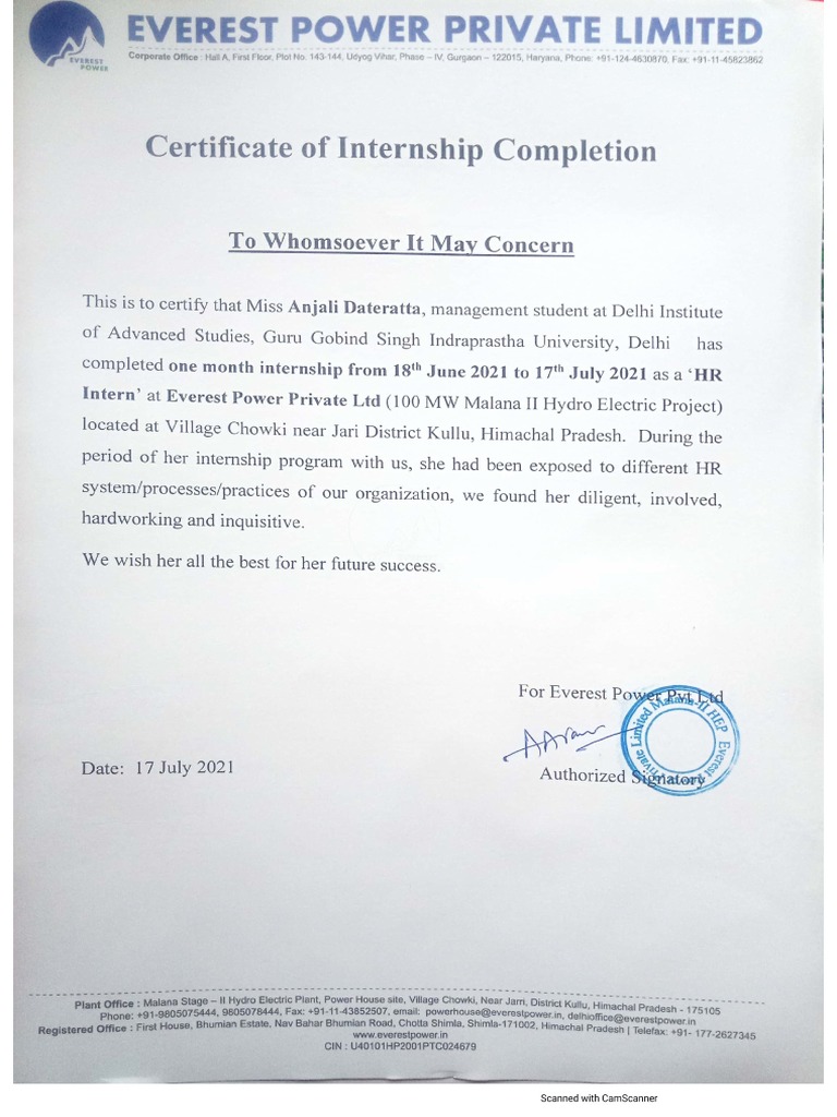 Certificate of Internship Completion | PDF