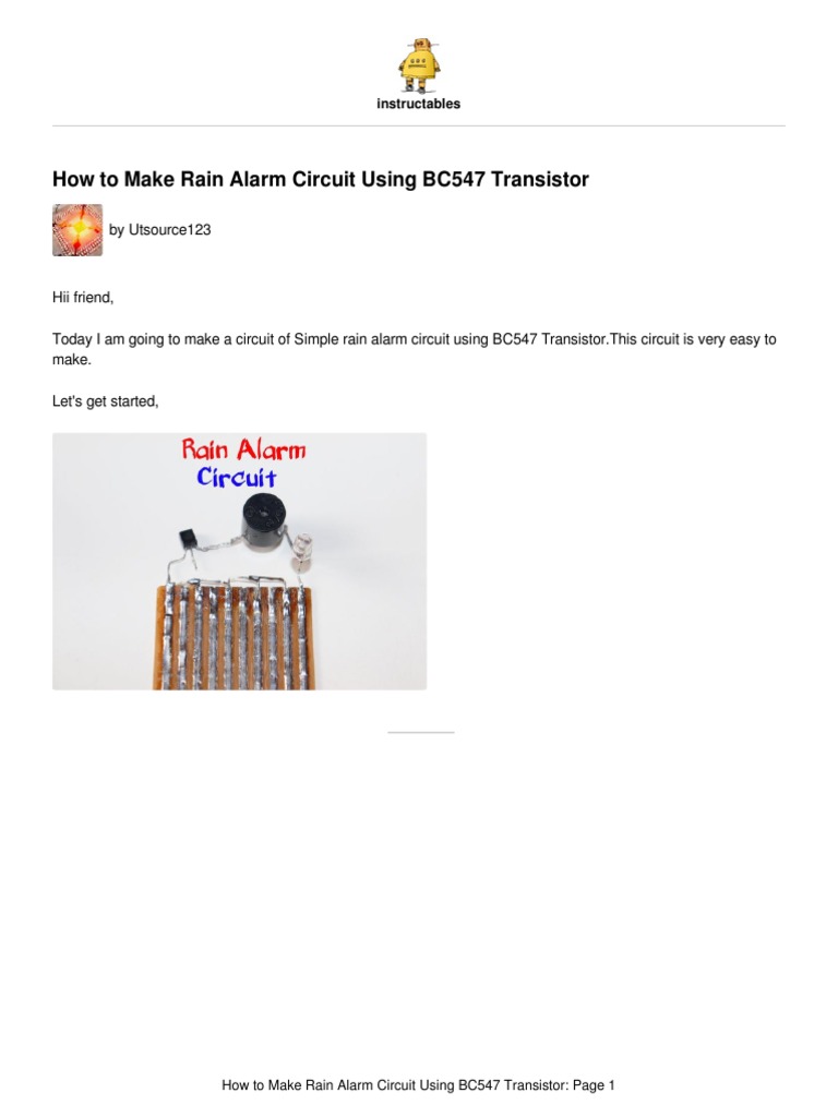 BC547 Rain Alarm Circuit Guide | PDF