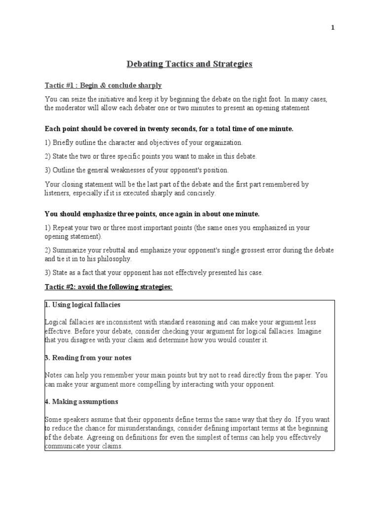 Debating Tactics and Strategies | PDF | Fallacy | Argument