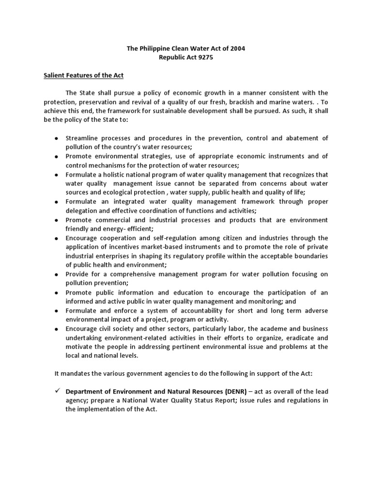 Ra 9275 | PDF | Water Resources | Clean Water Act