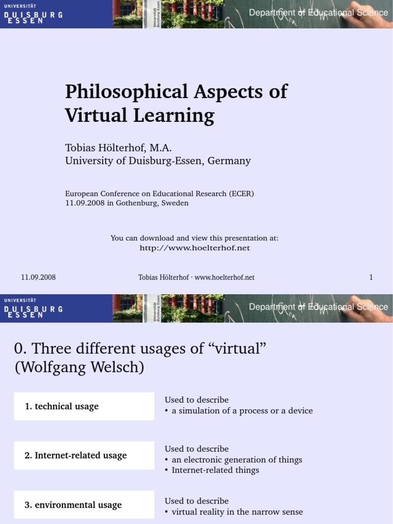Philosophical Aspects of Virtual Learning | PDF | Reality | Simulation