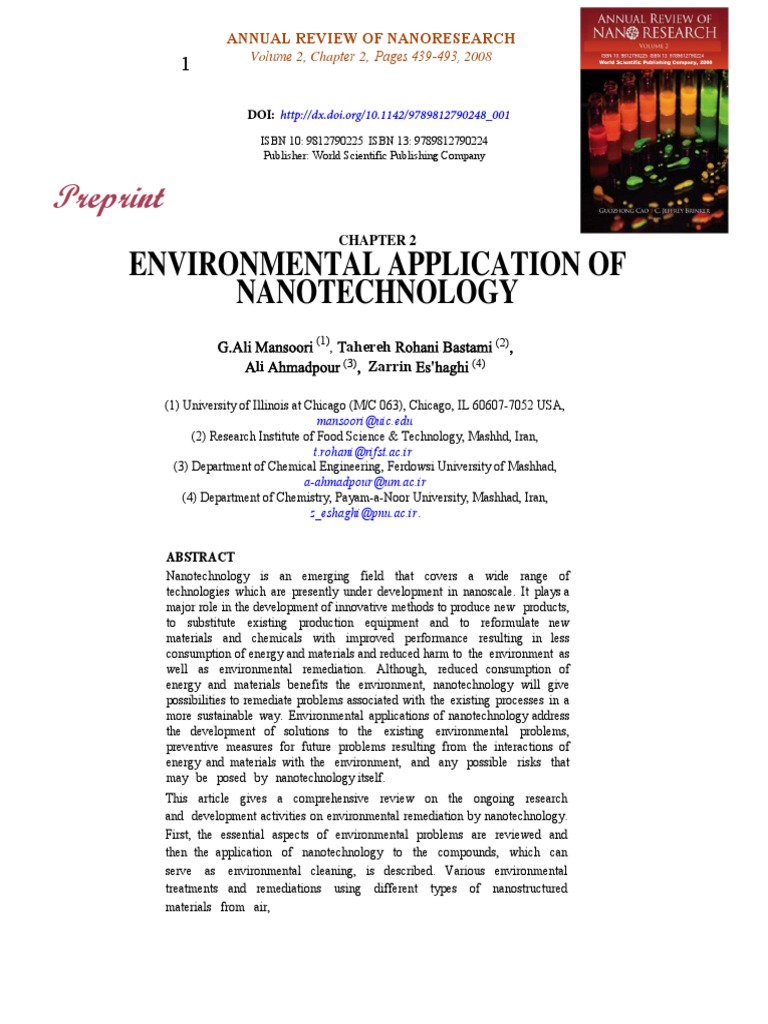 08.environmental Application of Nanotechnology | PDF | Titanium Dioxide ...