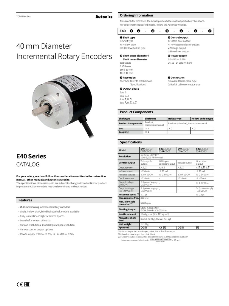 E40 Series 40mm Rotary Encoders Guide | PDF | Power Supply | Electrical ...