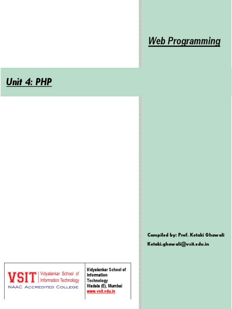 Unit 4: PHP: Web Programming | PDF | Php | World Wide Web