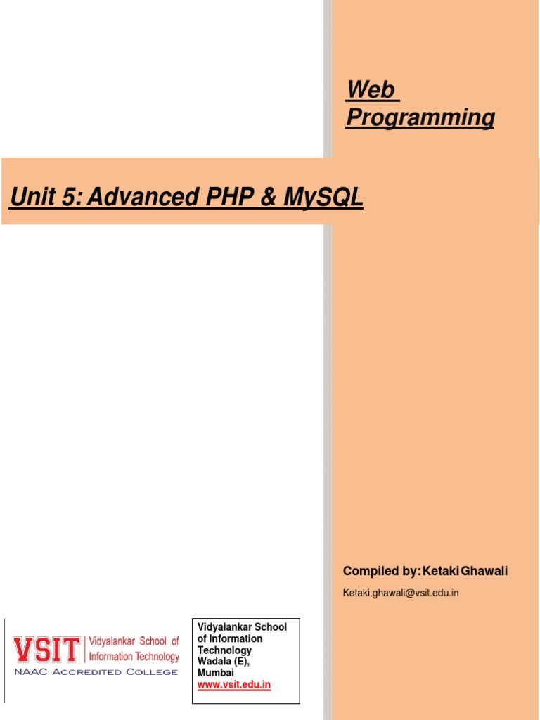 Unit 5: Advanced PHP & Mysql: Web Programming | PDF | Http Cookie ... Unit 5: Advanced PHP & Mysql: Web Programming | PDF | Http Cookie ...
