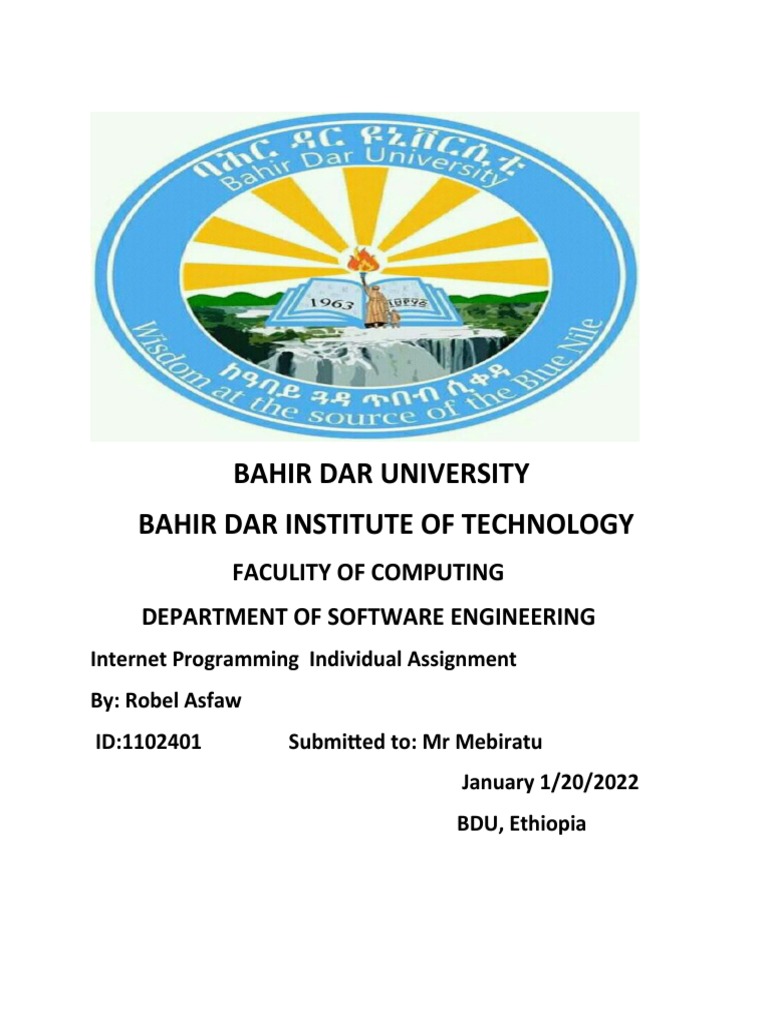 Bahir Dar University Bahir Dar Institute of Technology: Faculity of ...