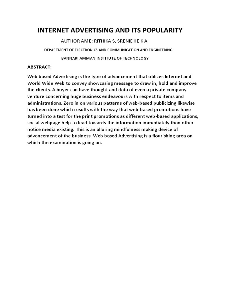 Internet Advertising and Its Popularity | PDF