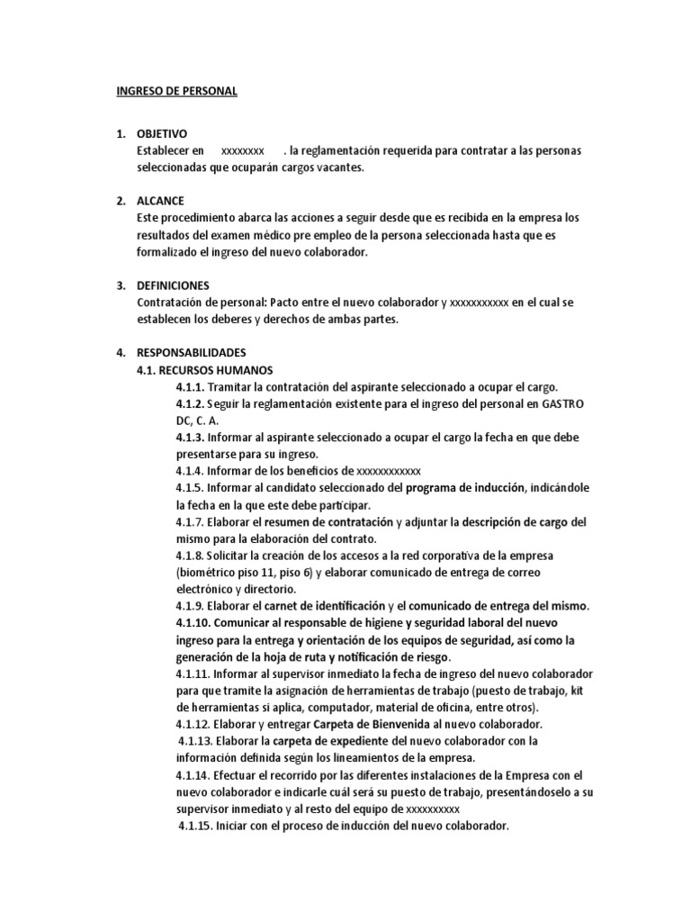 Ingreso de Personal | PDF | Gestión de recursos humanos | Business