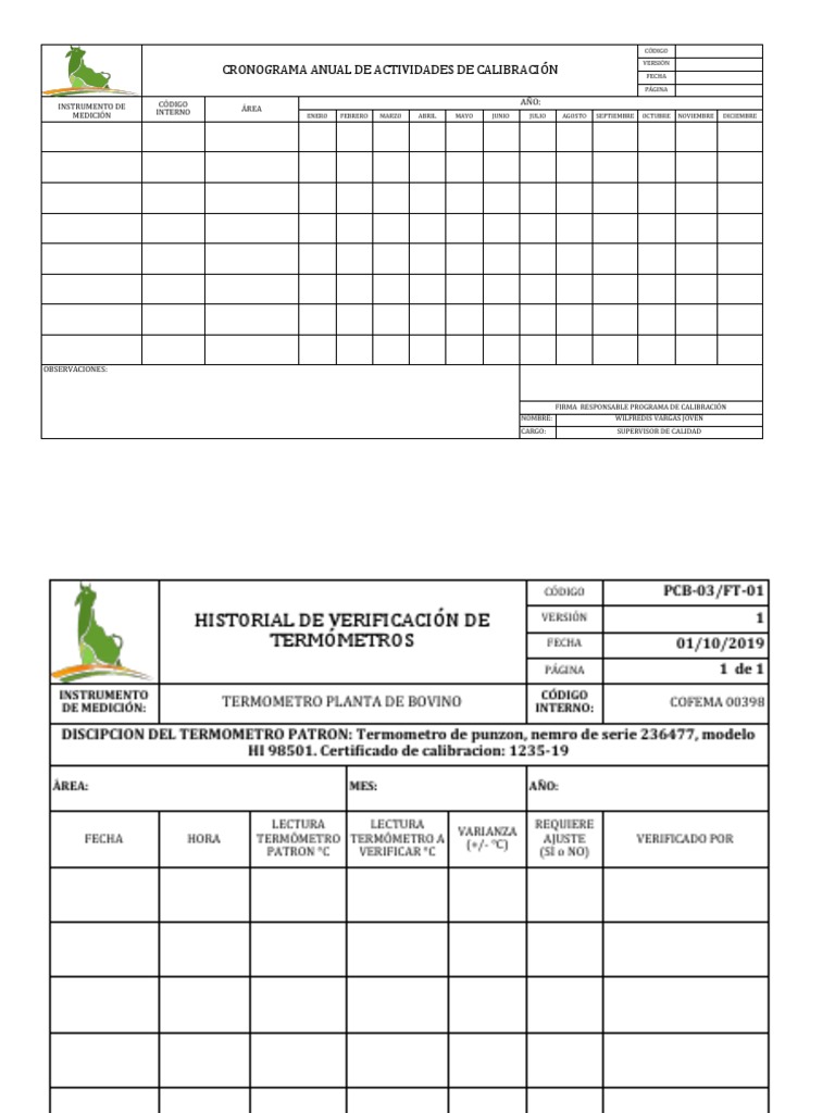 Plantilla De Calibración De Instrumentos De Precisión Metrología