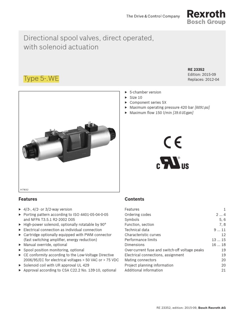 5-We 10 Rexroth | PDF | Electrical Connector | Valve