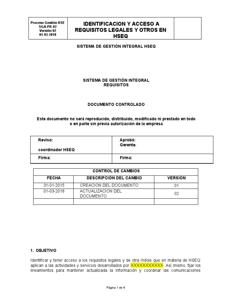 Sga-Pr-02 Procedimiento de Identificacion y Acceso A Requisitos Legales ...