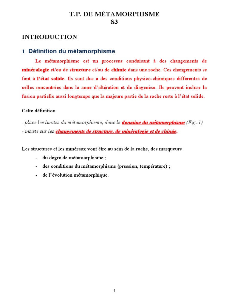 Polycope T.P Méta S3documment | PDF | Géologie | Roche