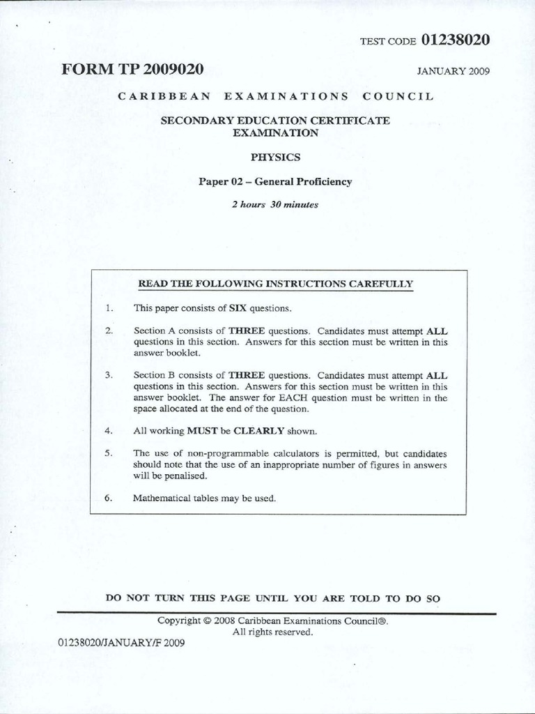 Csec 2009 Physics Jan P2 | PDF | Radioactive Decay | Transformer