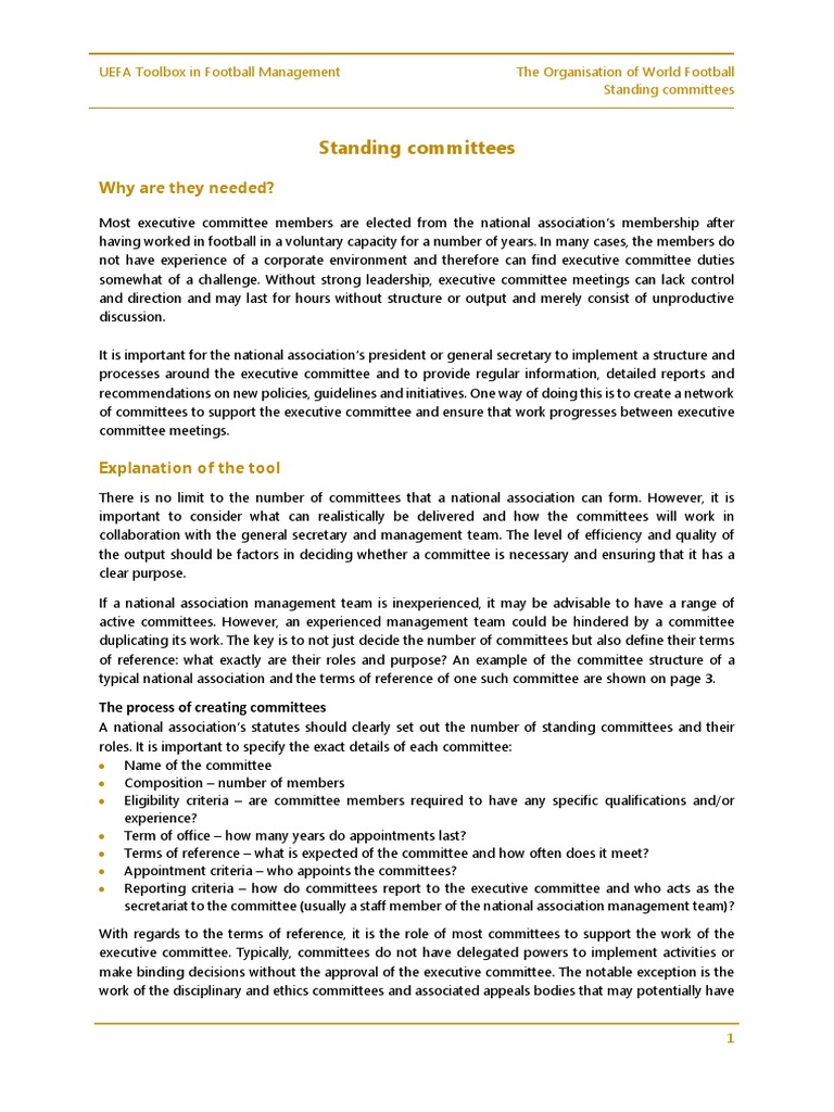 Standing Committees | PDF | Committee | Association Football