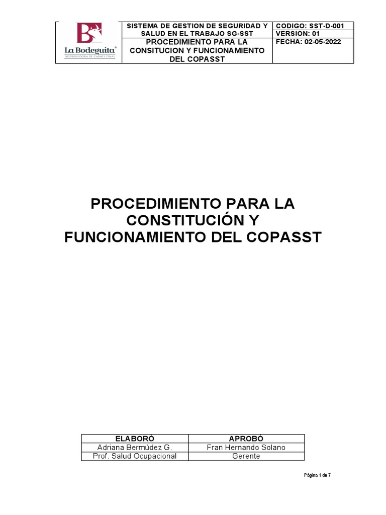 Constitución y Función del COPASST | PDF | Gobierno