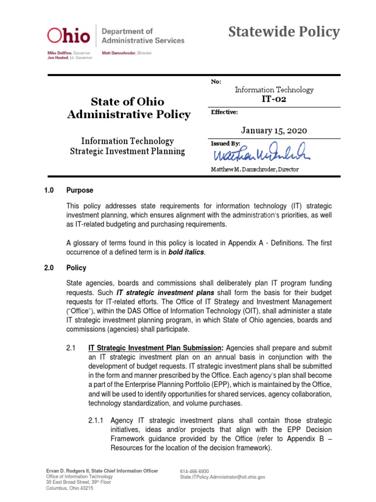 Statewide Policy: State of Ohio Administrative Policy | PDF | Chief ...