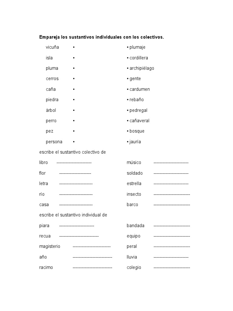Sustantivos Individuales y Colectivos | PDF