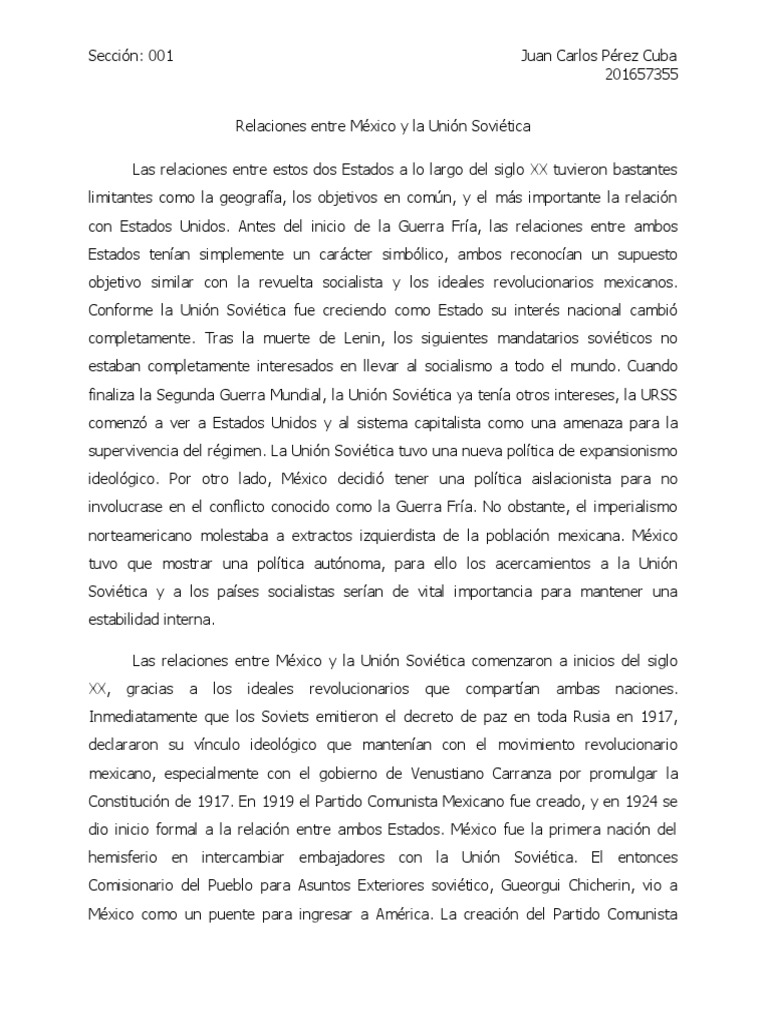 México y La Relaciones Con La URSS | PDF | Política mundial | Unión ...