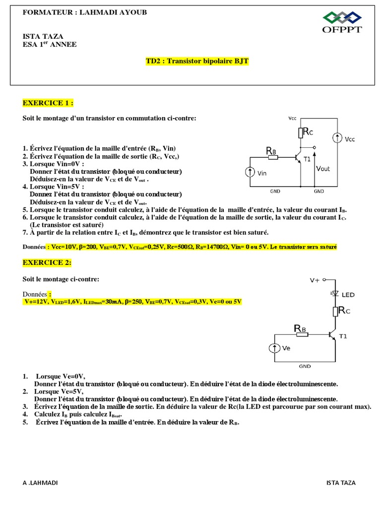 TD N02B | PDF | Transistor bipolaire | Équipements électriques