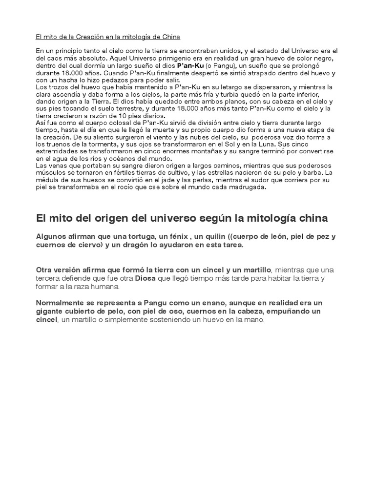 Mito Creación China PANKU | PDF | Mitos de la creación