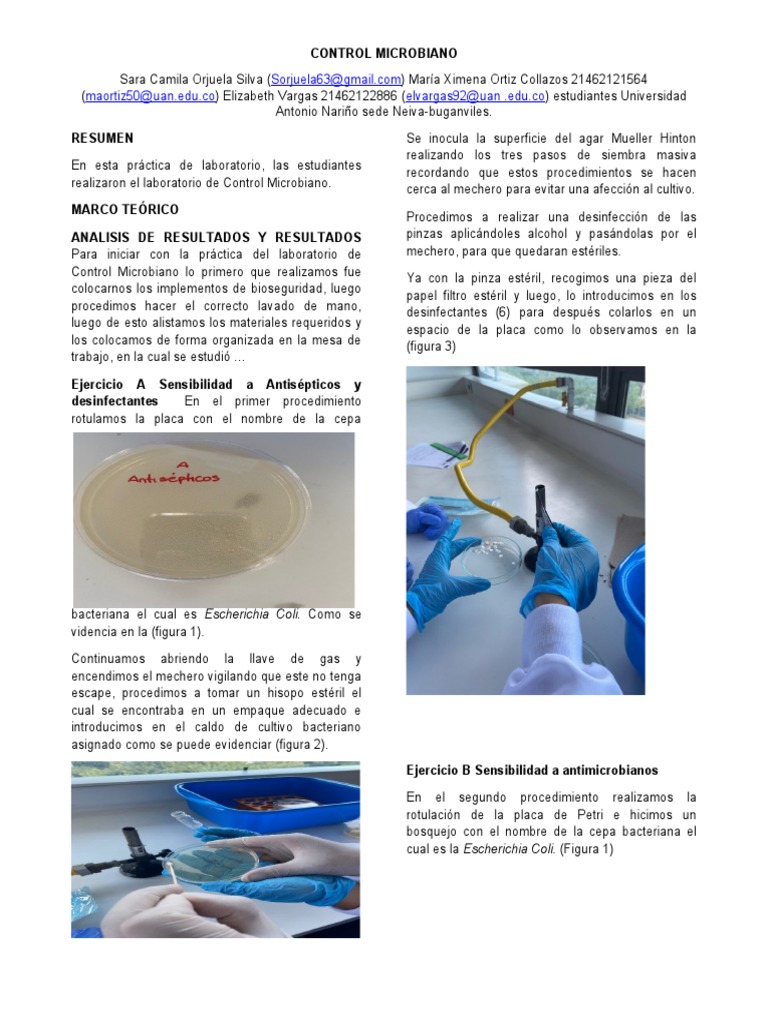 Informe Control Microbiano | PDF | Ciencias de la vida | Medicina CLINICA