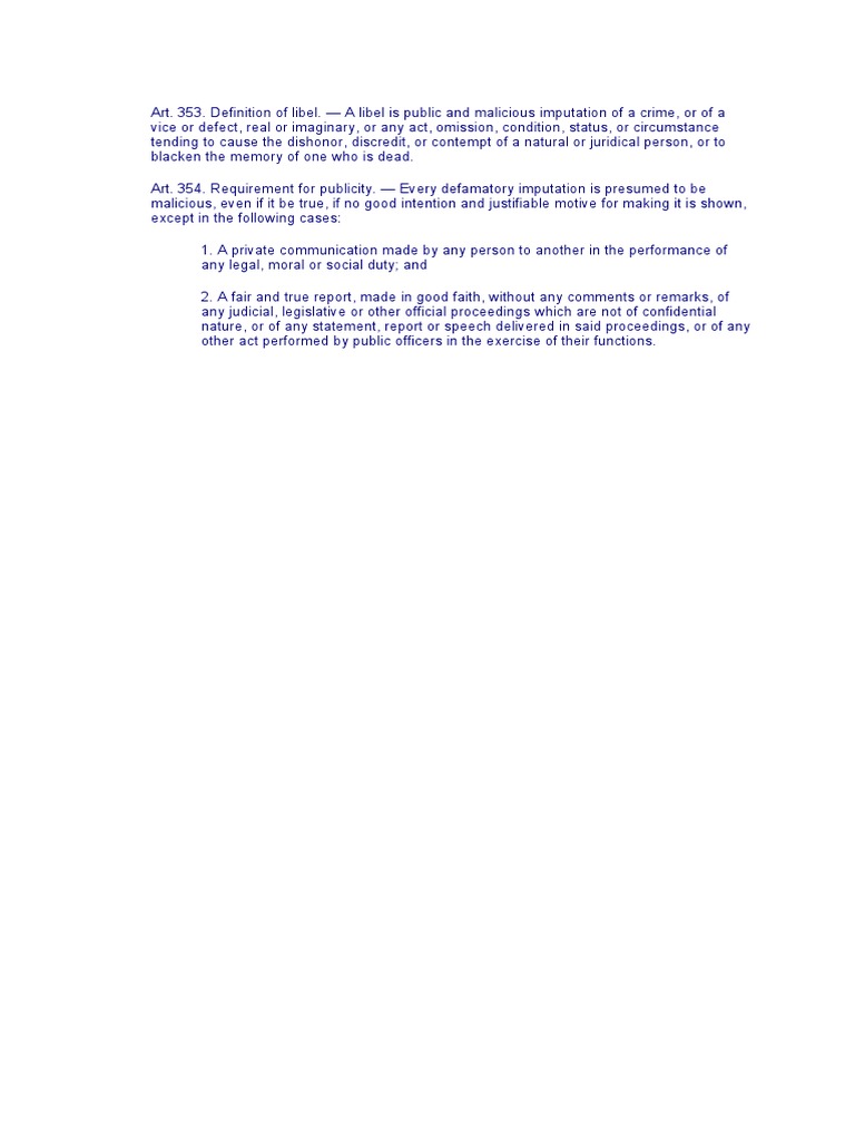 Libel and Requirement For Publicity | PDF