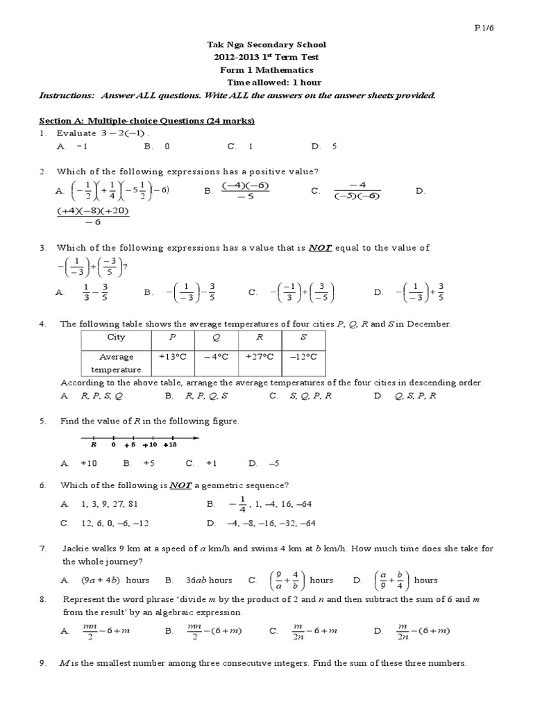 Instructions: Answer ALL Questions. Write ALL The Answers On The Answer ...