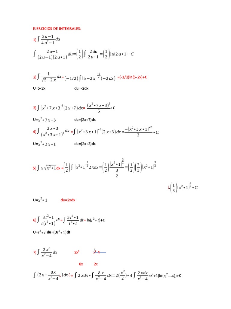Ejercicios de Integrales Inmediatas | PDF