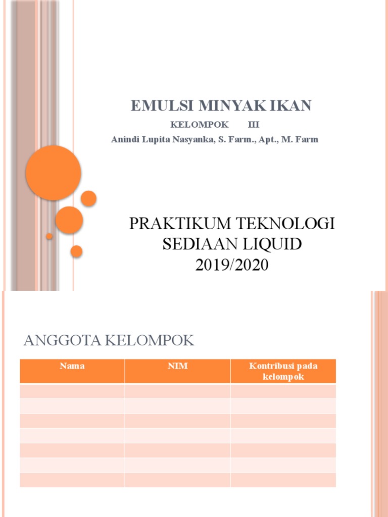 Formulasi Emulsi Minyak Ikan | PDF | Memasak, Makanan, & Anggur ...