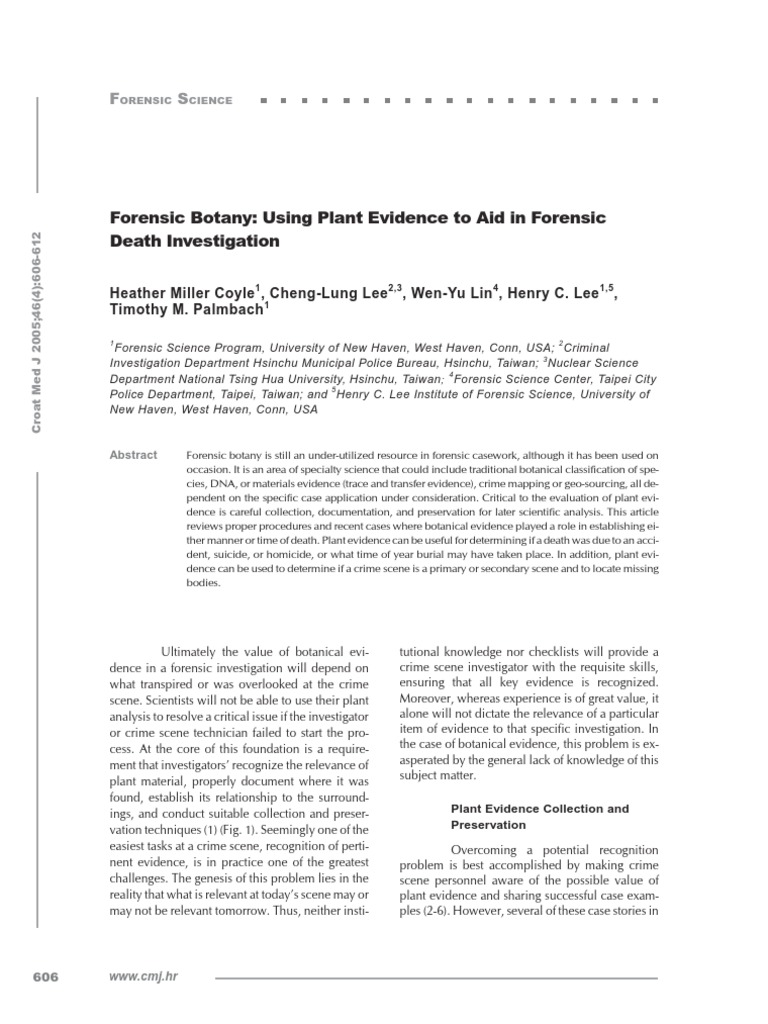 Forensic Botany in Death Investigations | PDF | Forensic Science ...