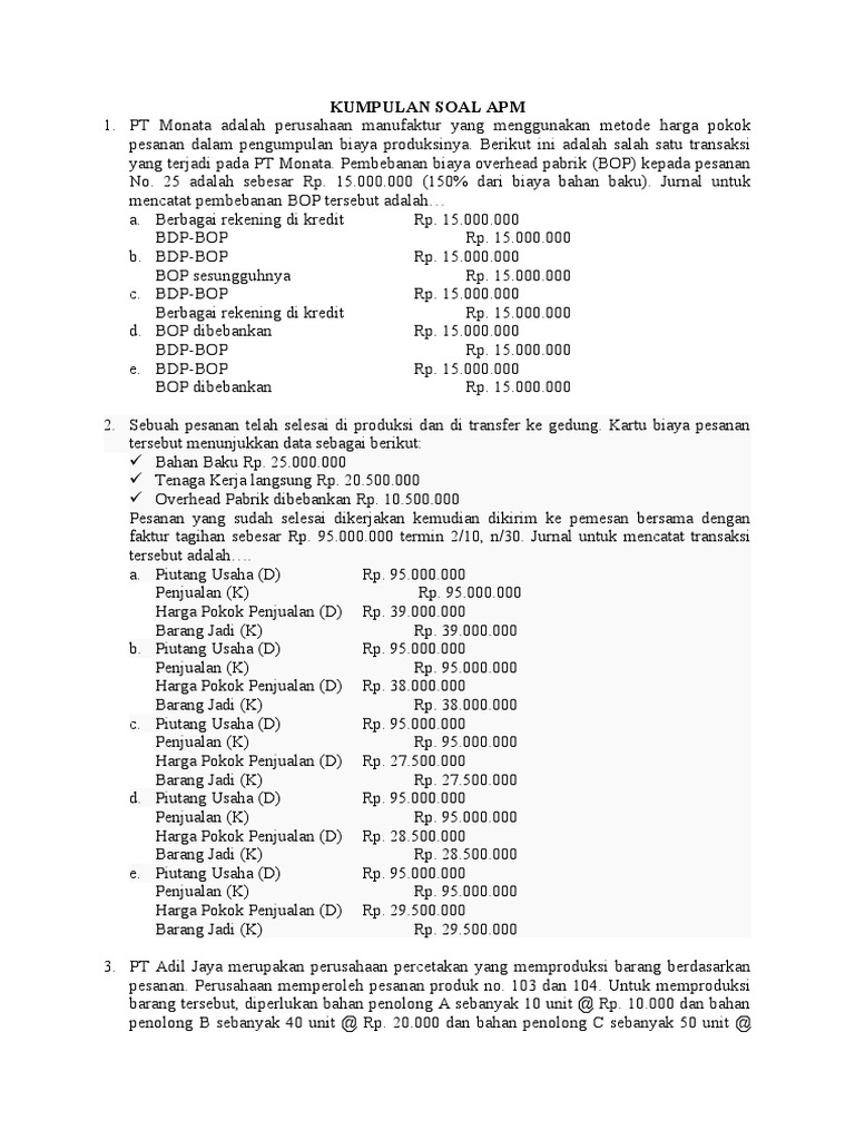 Kumpulan Soal Apm | PDF