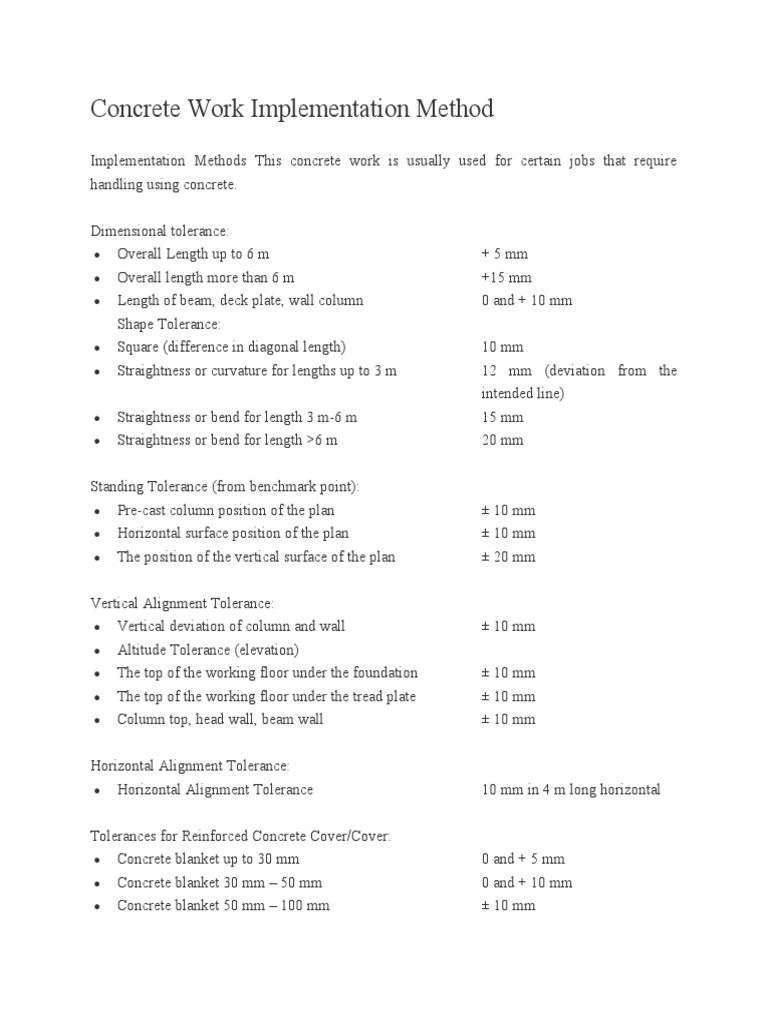 Concrete Work Implementation Method | PDF | Concrete | Strength Of ...