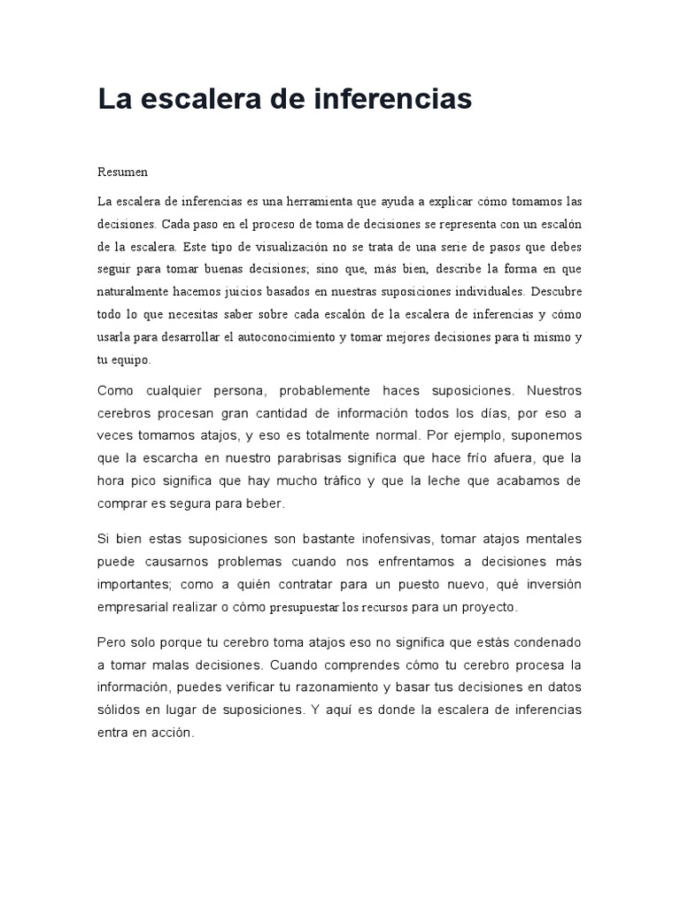 La Escalera de Inferencias | PDF | Toma de decisiones | Parcialidad