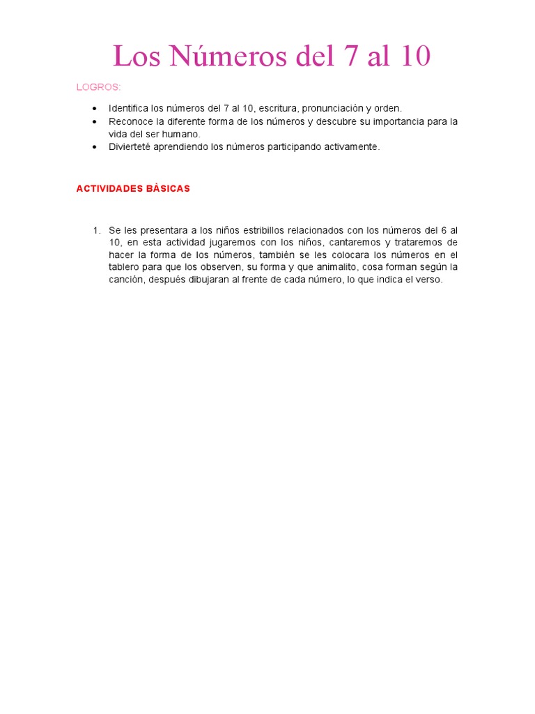 Numeros 1 Al 5 Preescolar | PDF