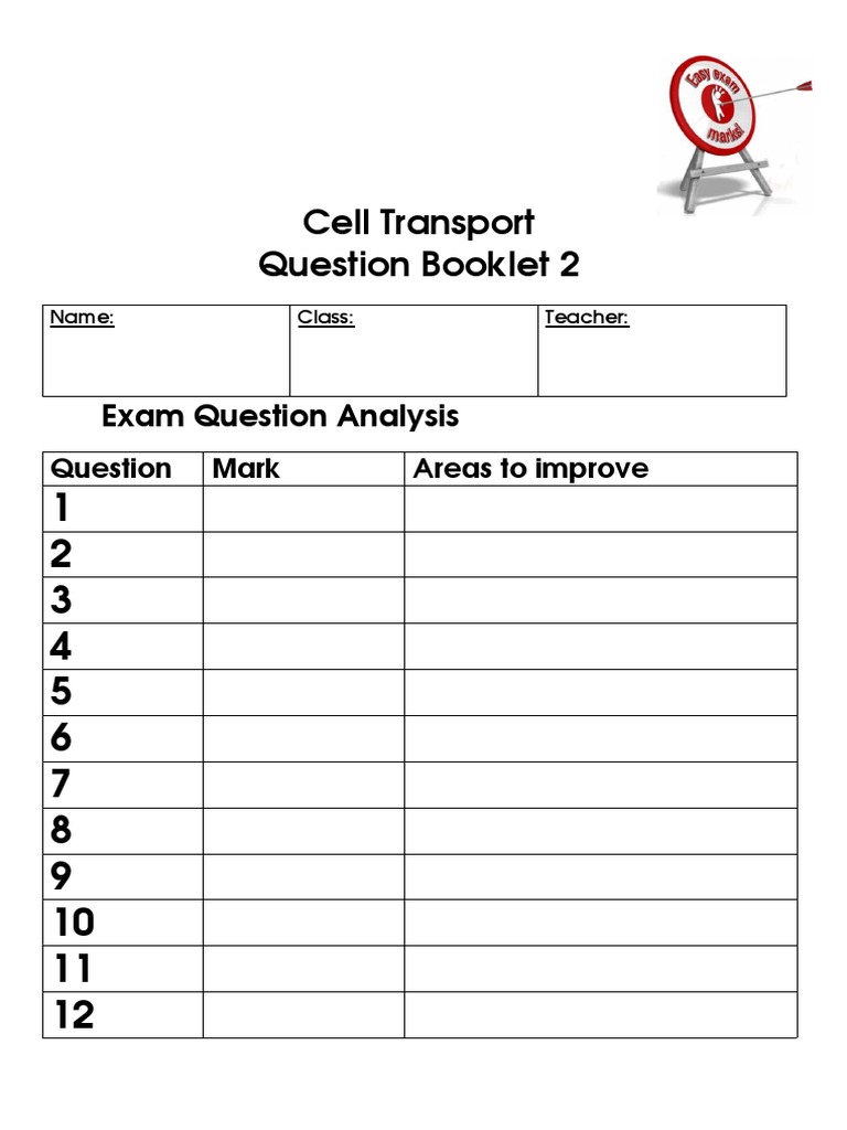 Cell Transport Exam Prep | PDF | Osmosis | Cell Membrane