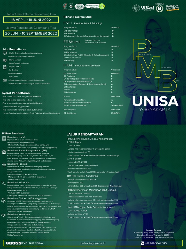 Flyer PMB UNISA Yogyakarta | PDF
