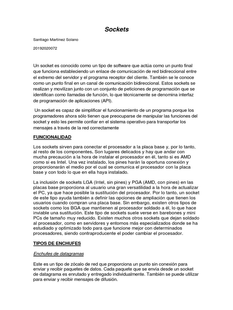 Sockets | PDF | Zócalo de red | Microprocesador