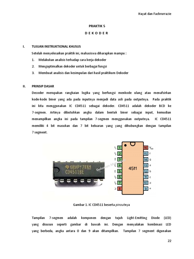 Praktikum Dekoder dengan IC CD4511 | PDF