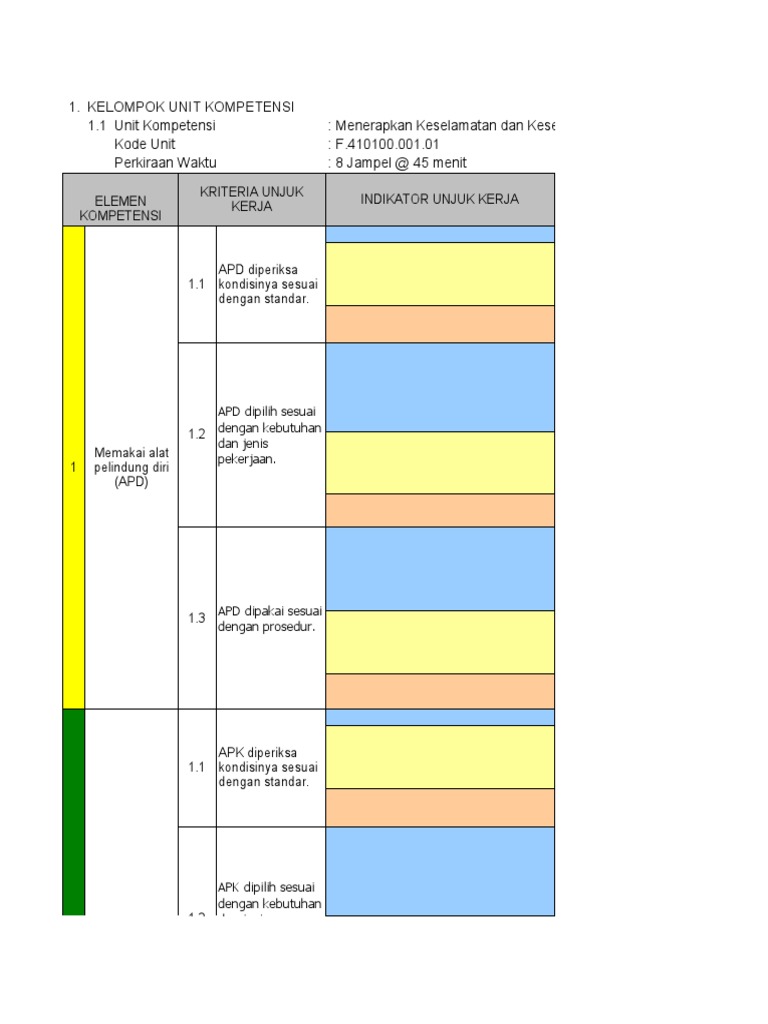 Matriks Pembelajaran untuk Pelatihan K3L | PDF
