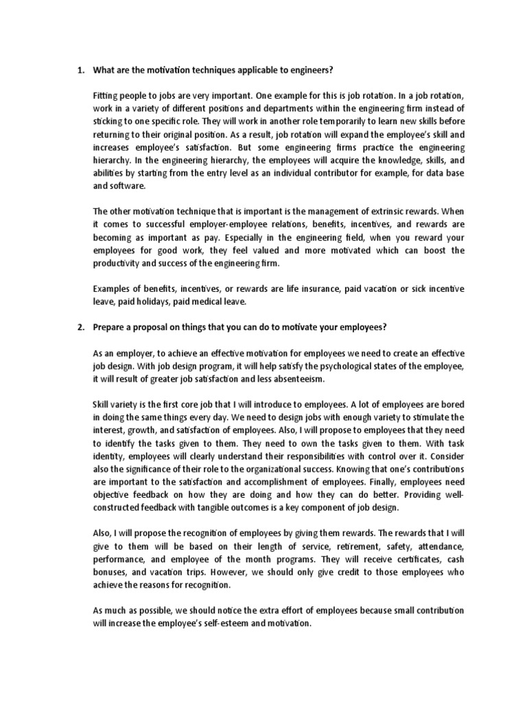 What Are The Motivation Techniques Applicable To Engineers | PDF ...