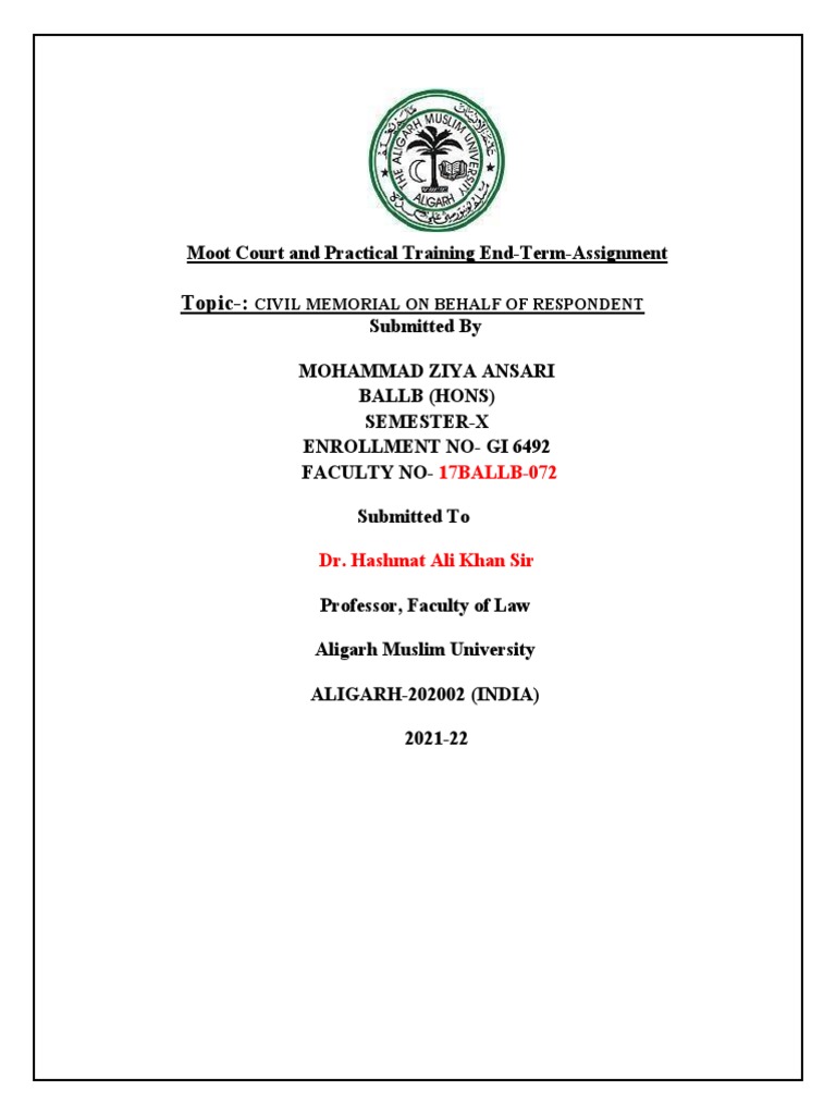 Moot Court and Practical Civil Respondent Memorial | PDF | Tax Treaty ...