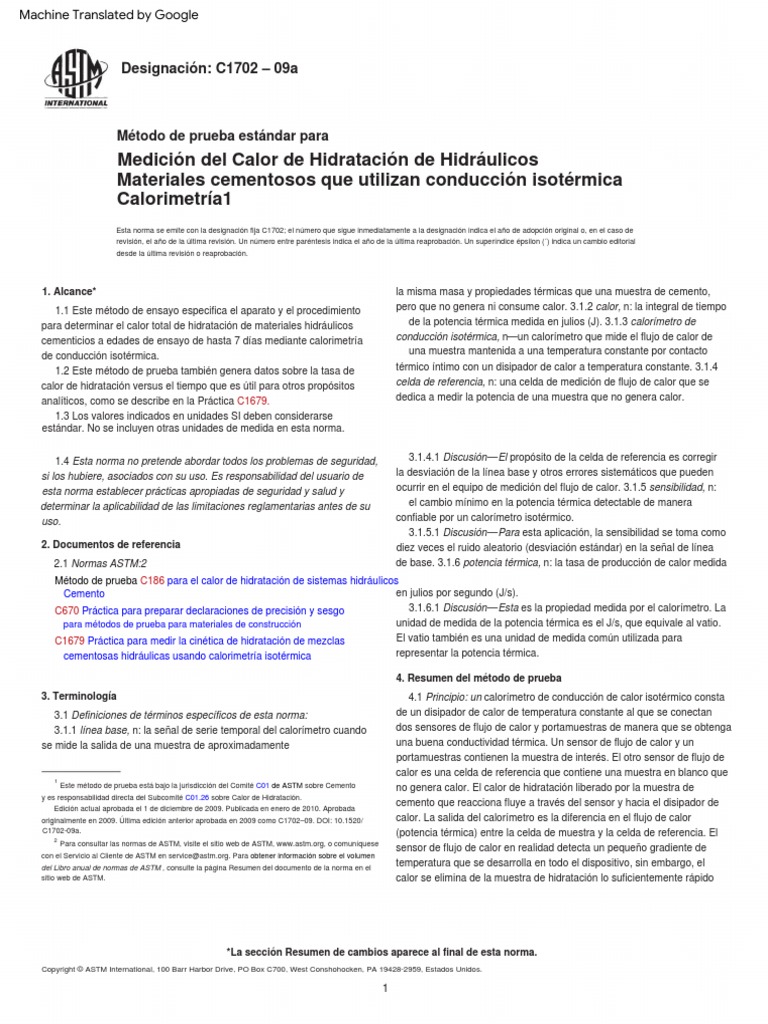 ASTM C1702-2009a - 2500 Español | PDF | Calor | Calibración